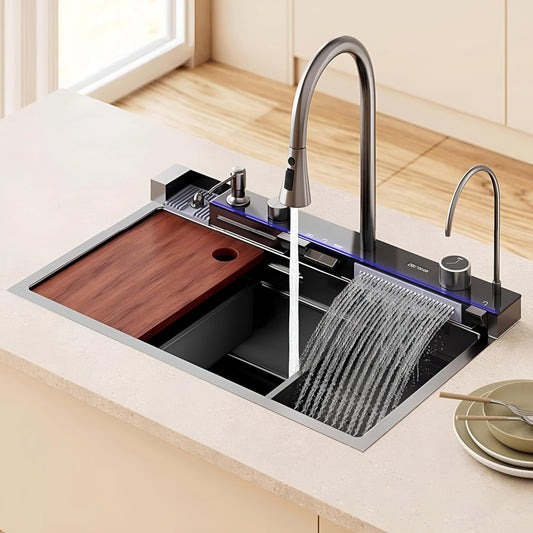 Euro Waterfall Smart Kitchen Sink - Modern, Multifunctional, and Stylish