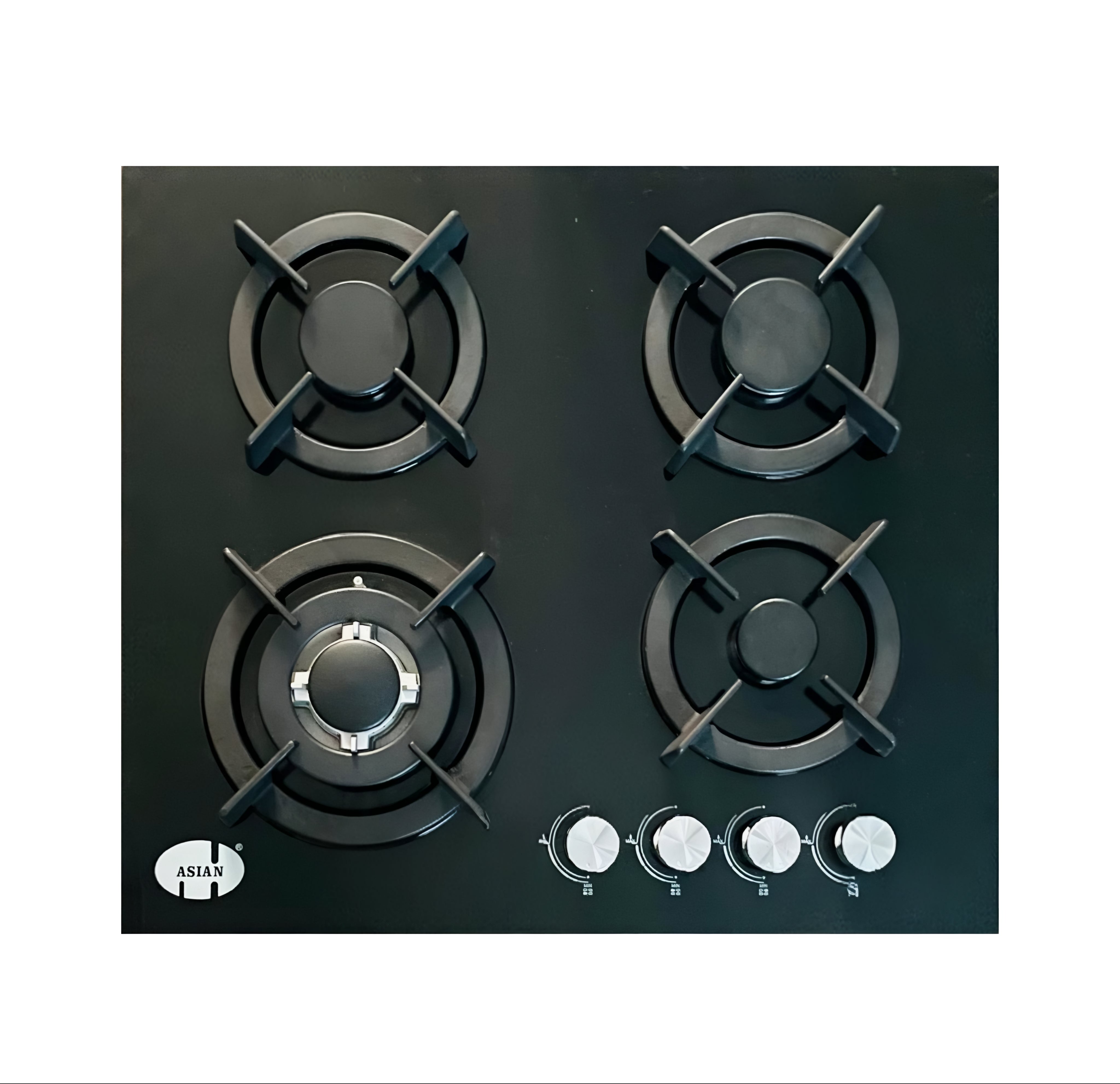 Asian 60cm 4 Burner Tempered Glass Black Gas Cooker | Kitchen Warehouse LK