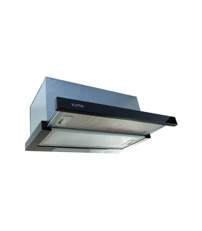 Vento 60cm/50cm Black Telescopic Cooker Hood